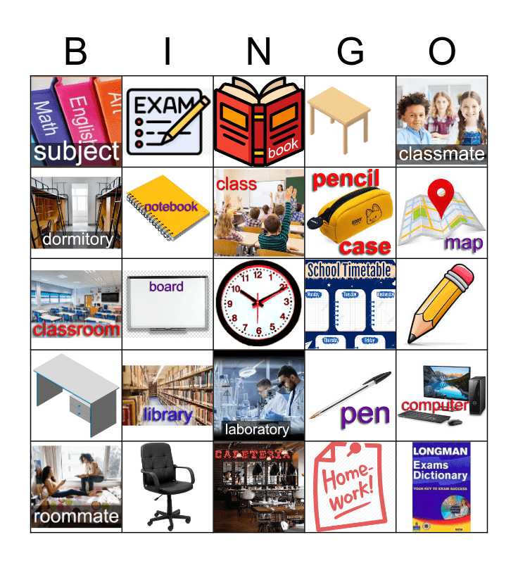 LA ESCUELA Bingo Card