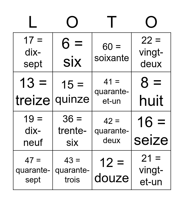 1mh3 loto les nombres 0 à 69 Bingo Card