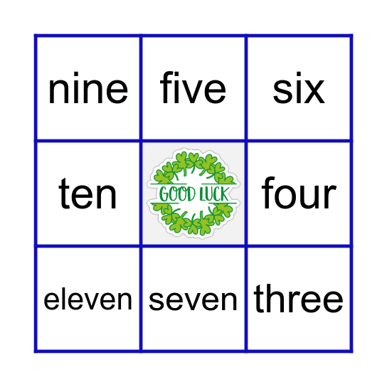 Numbers 1- 12 Bingo Card