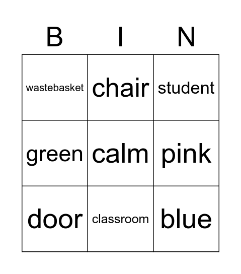 IN THE CLASSROOM Bingo Card