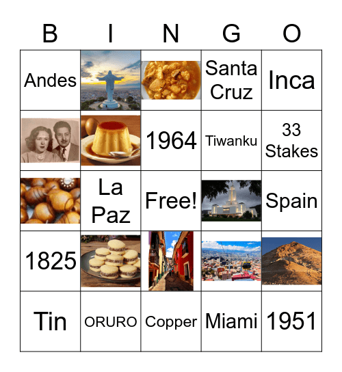 Bolivia Bingo Card