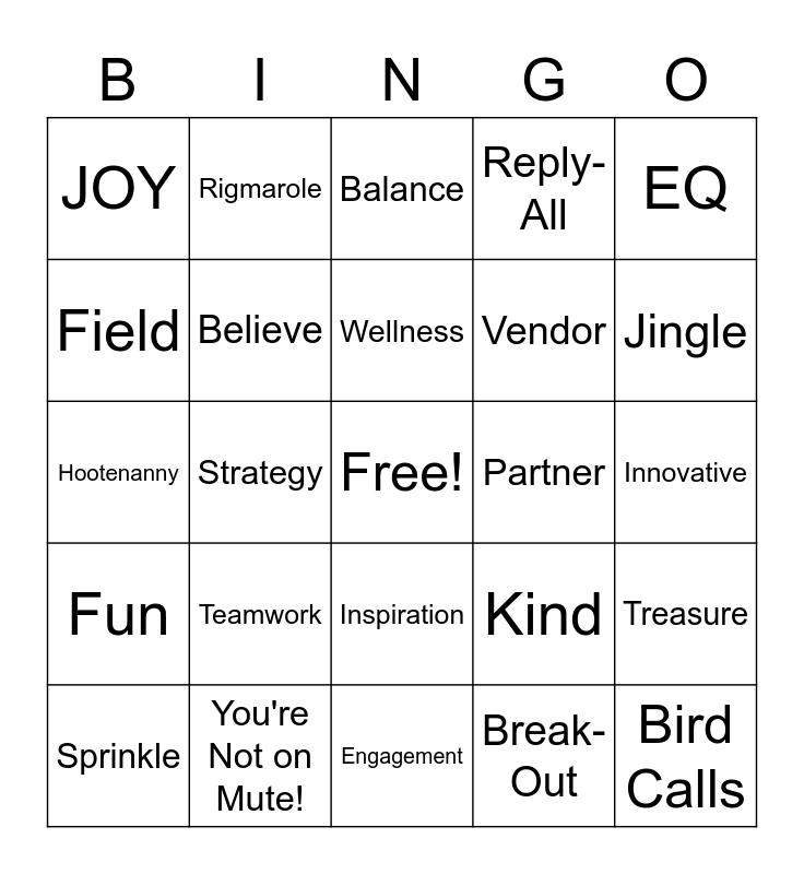 Field Ops Team Building Bingo Card