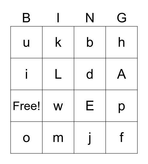 Alphabet Bingo Card