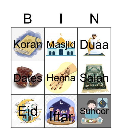 Ramadan Bingo Card