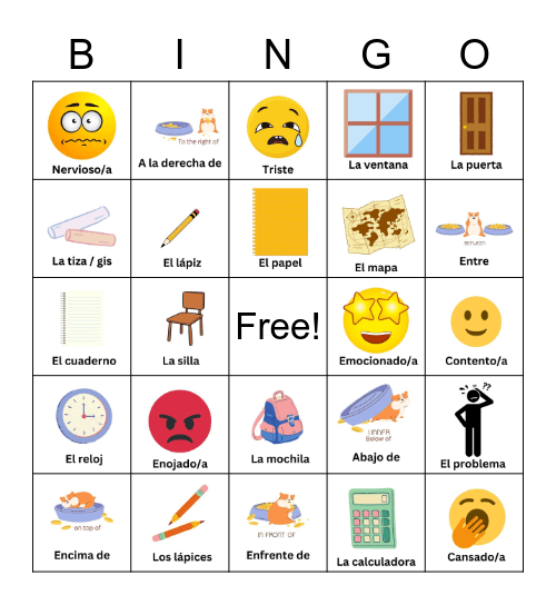 Vocabulario unidad 2.2 Bingo Card