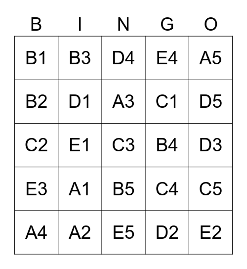 Simple Bingo Board Bingo Card