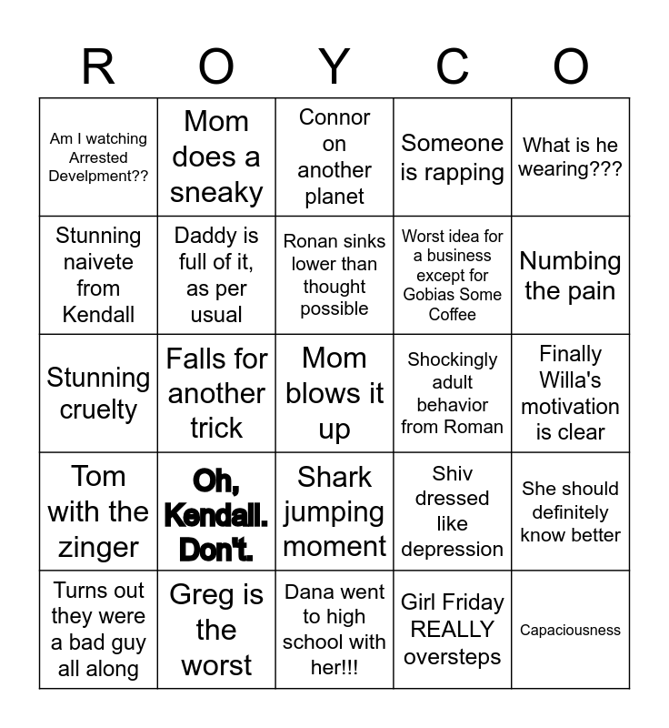 Succession!! Bingo Card