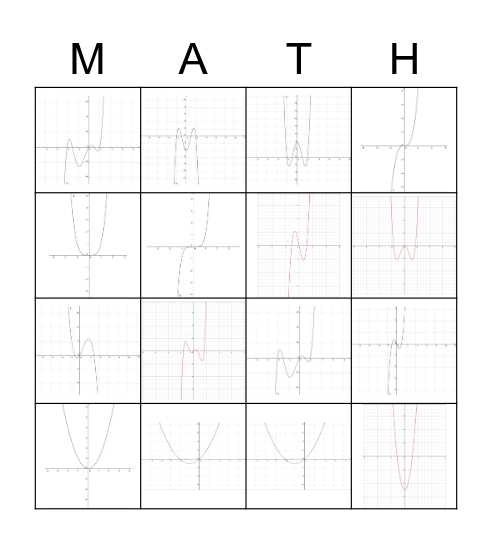 MATH-O Bingo Card