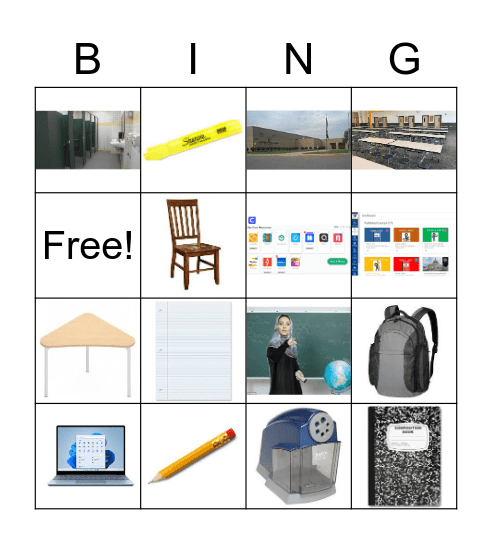 School Words Bingo Card