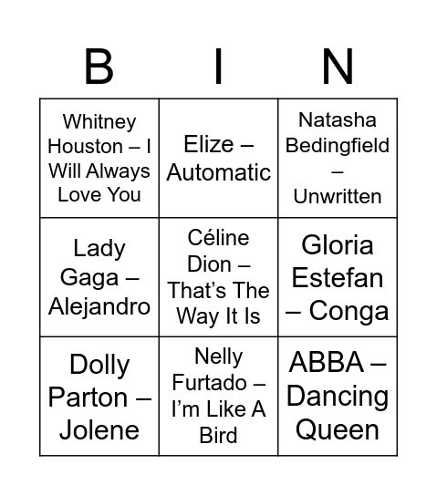 DRAG BINGO DINNER SHOW Bingo Card