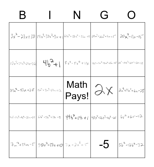 Polynomial 1 Bingo Card