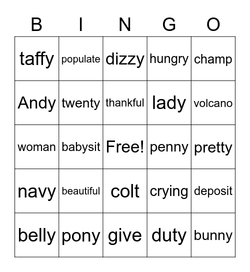 Grandparents & Special Friends Day Bingo Card