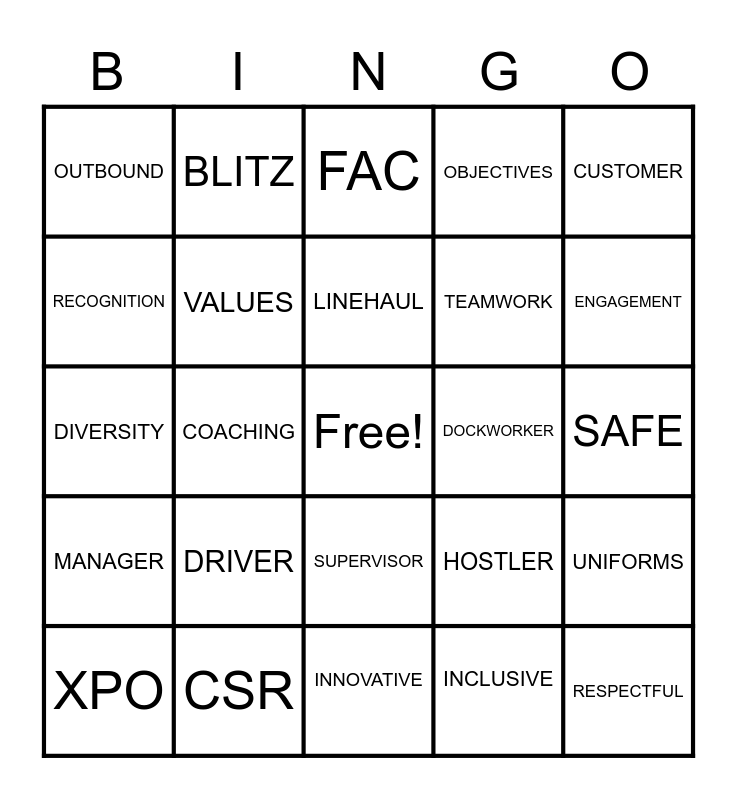 NAT Word Bingo Card