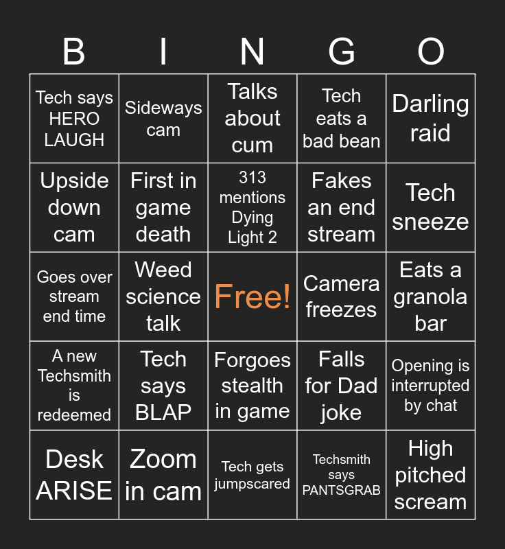 TECHSMITH314 STREAM BINGO CARD Bingo Card