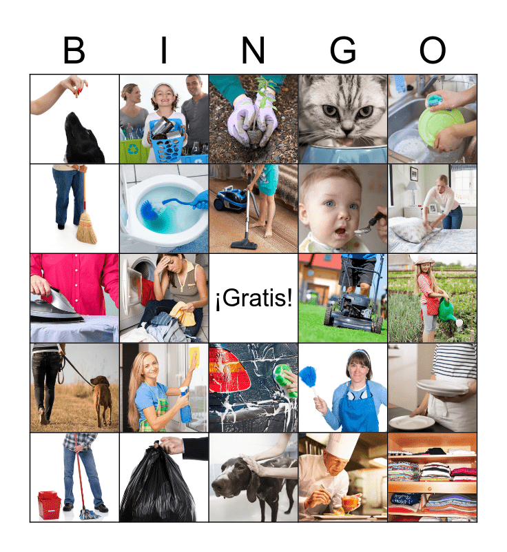 los quehaceres Bingo Card