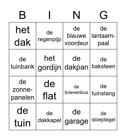Huizen Bingo Card