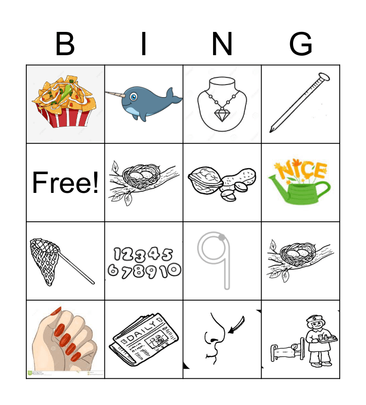 N words BINGO Card