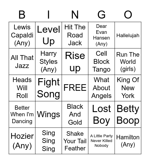 Overused comp song bingo Card