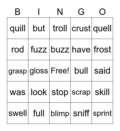 UFLI through L 43 BINGO Card