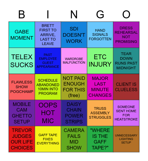 Destination Weekend Bingo Card