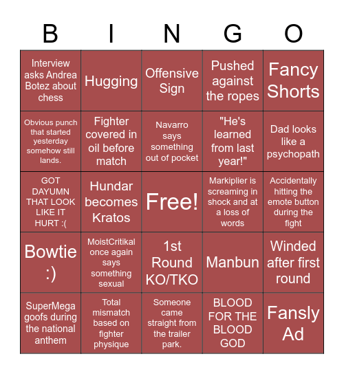 Creator Clash 2 Bingo Card