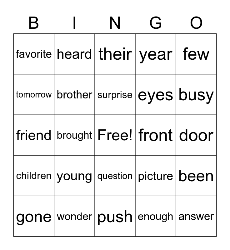 1-6b Bingo Card