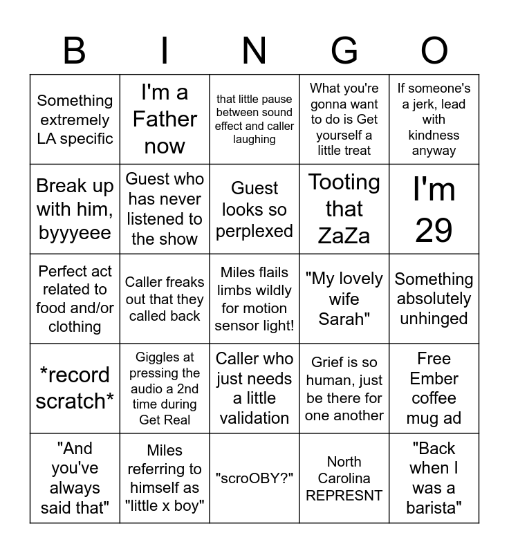 Perfect Person Bingo Card