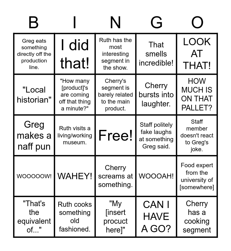 Inside The Factory Bingo! Bingo Card