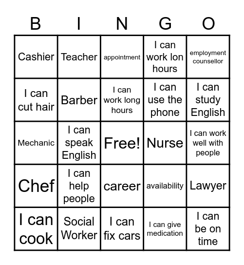 Career Bingo 2 Bingo Card