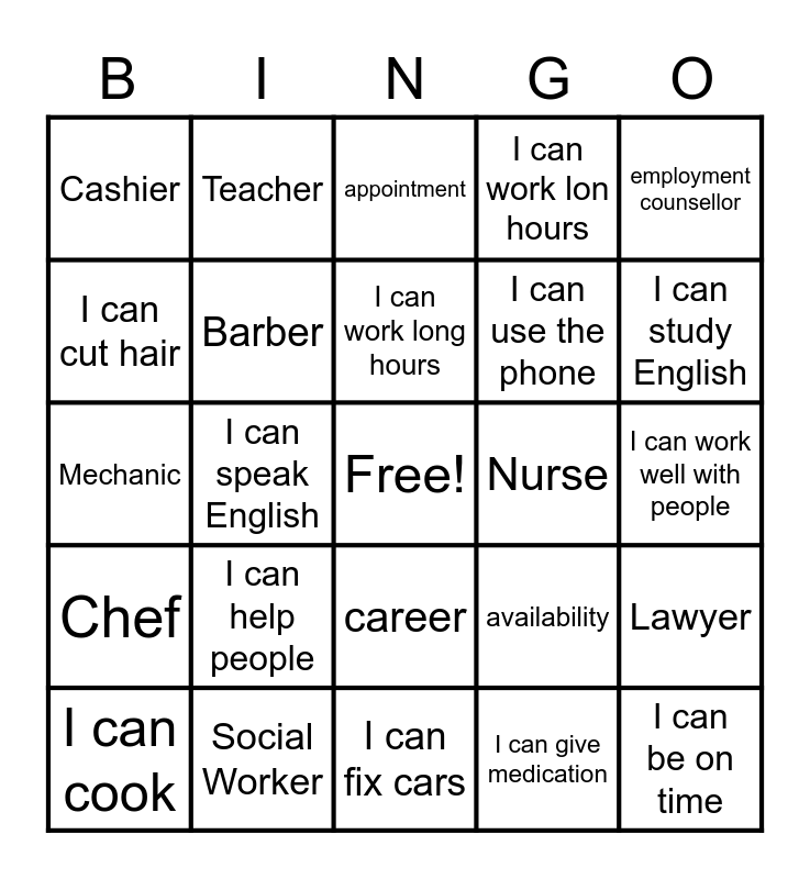 Career Bingo 2 Bingo Card