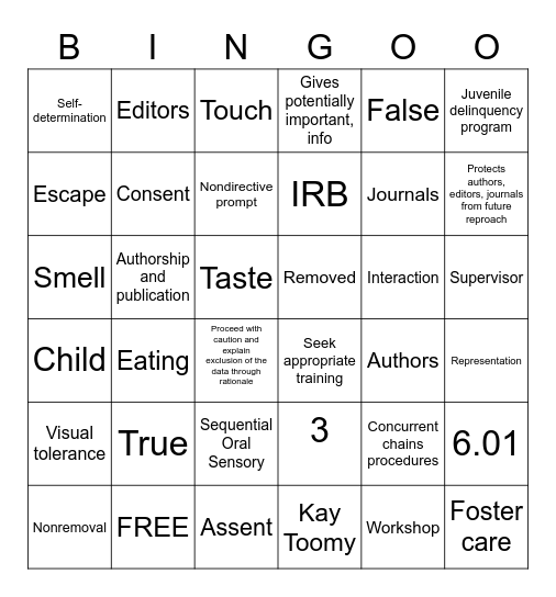 Responsibility in Research Bingo Card