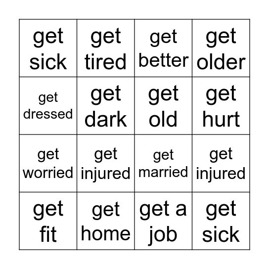 Expressions with get Bingo Card