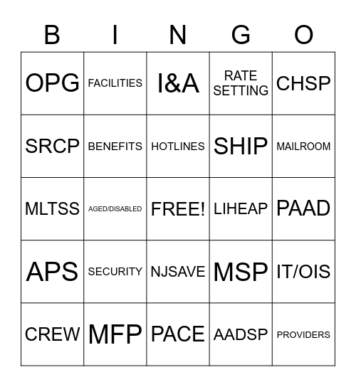 DoAS Bingo Card