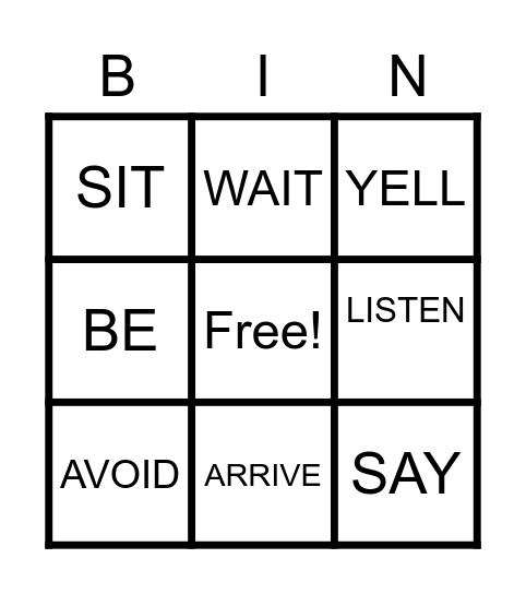 GOOD MANNERS Bingo Card
