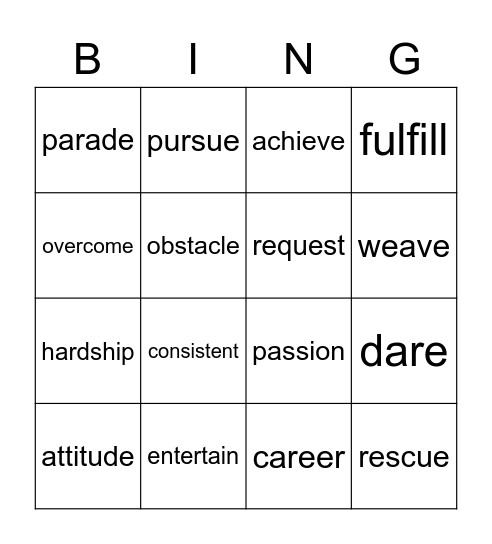 B2U5 Bingo! Bingo Card