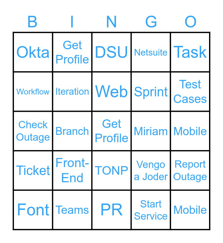 WTCR CORE Team Building Bingo Card