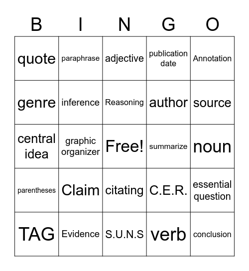 Access Bingo Card
