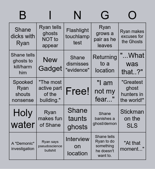 Ghost Files Bingo Card