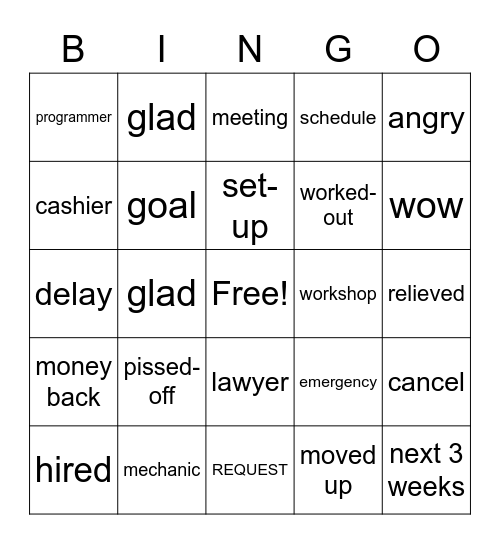 Mr. Darrell's Plan Bingo Card