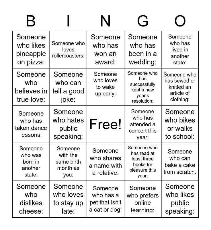 What We Have in Common Bingo Card