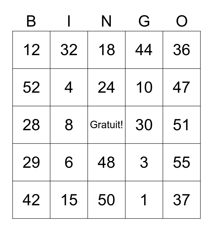 Izabella Glover Bingo Card
