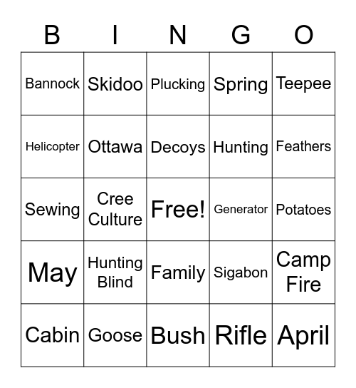 Goose Break BINGO Card