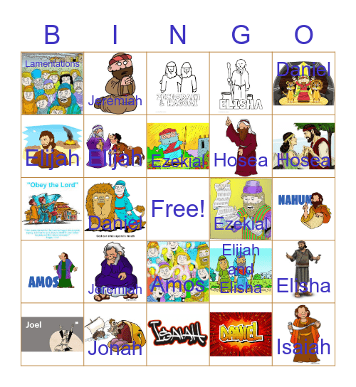 Prophets in the Bible Bingo Card