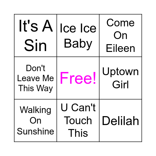 ALL OR NOTHING Bingo Card ALL OR NOTHING Bingo Card