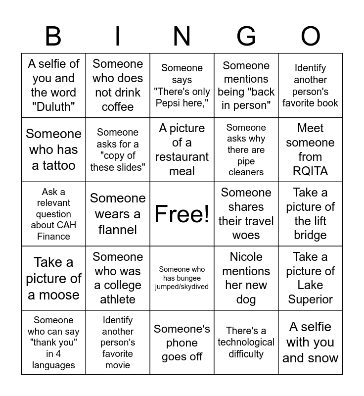 Flex Workshop SCAVINGO Bingo Card
