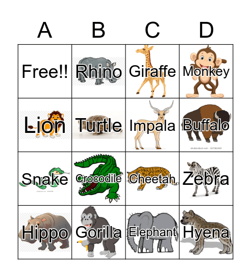 Safari Bingo Card