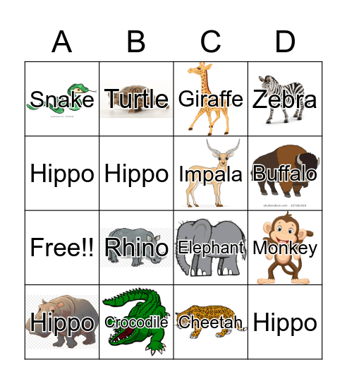 Safari Bingo Card