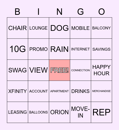 ORION SPRING FLING Bingo Card
