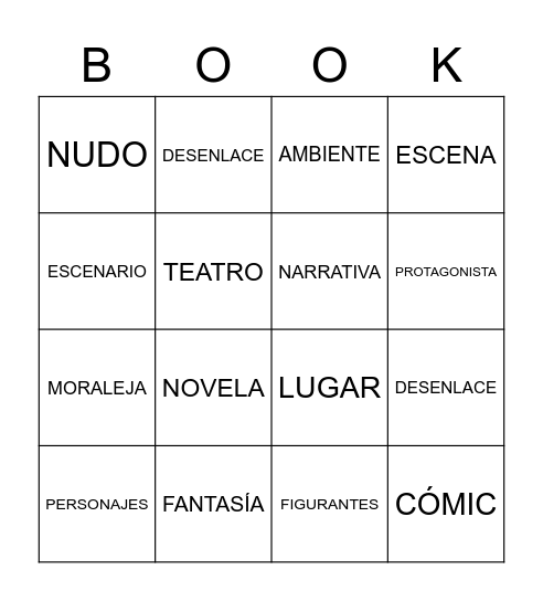 BINGO DÍA DEL LIBRO Bingo Card