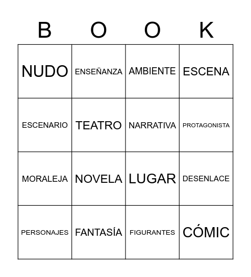 BINGO DÍA DEL LIBRO Bingo Card